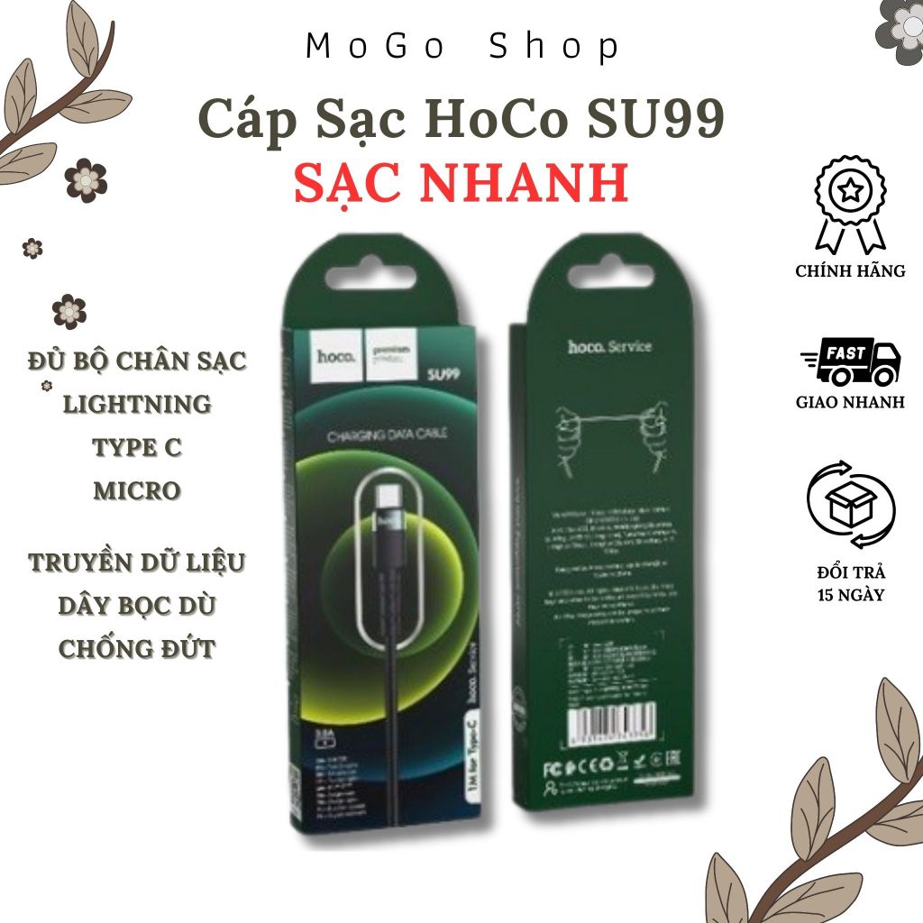 Cáp sạc HOCO SU99, Cáp sạc nhanh 2.4A, Dây dù chống đứt, Truyền tải dữ liệu dài 1M/2M | Shopee ...