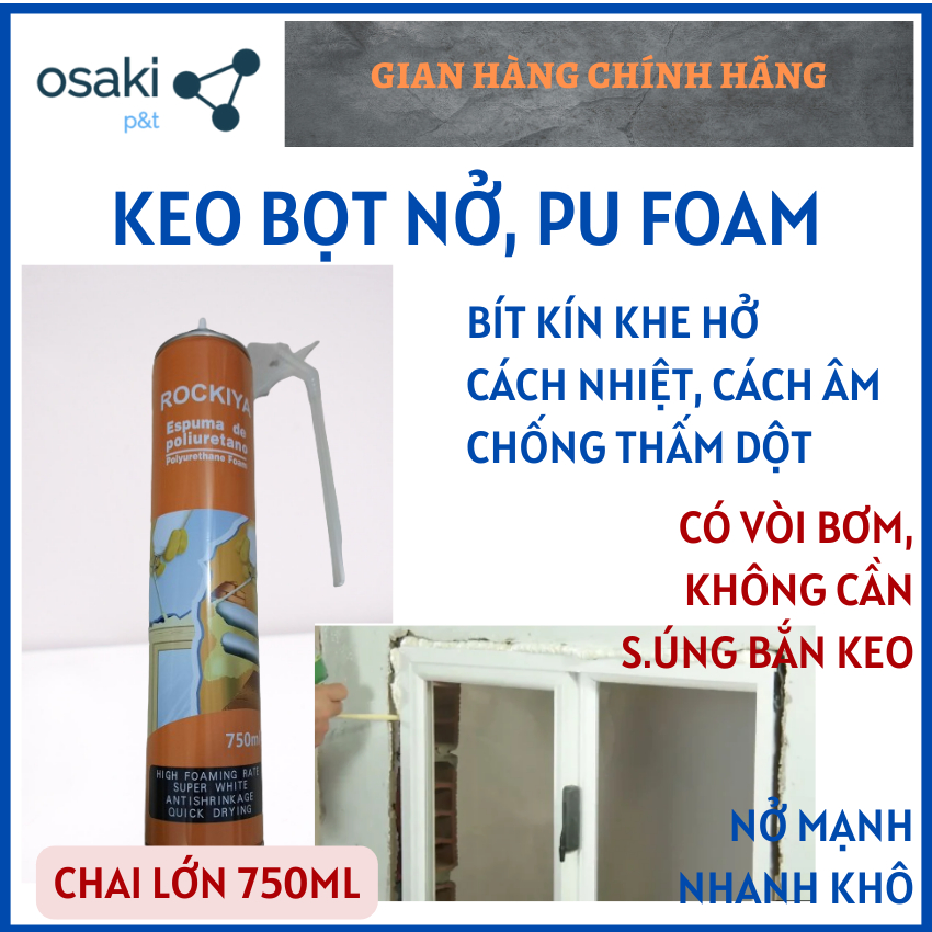 (Chai 750ml) Chai Xịt PU Foam, Keo Bọt Nở Bịt Kín Lổ, Cách Âm Cách ...