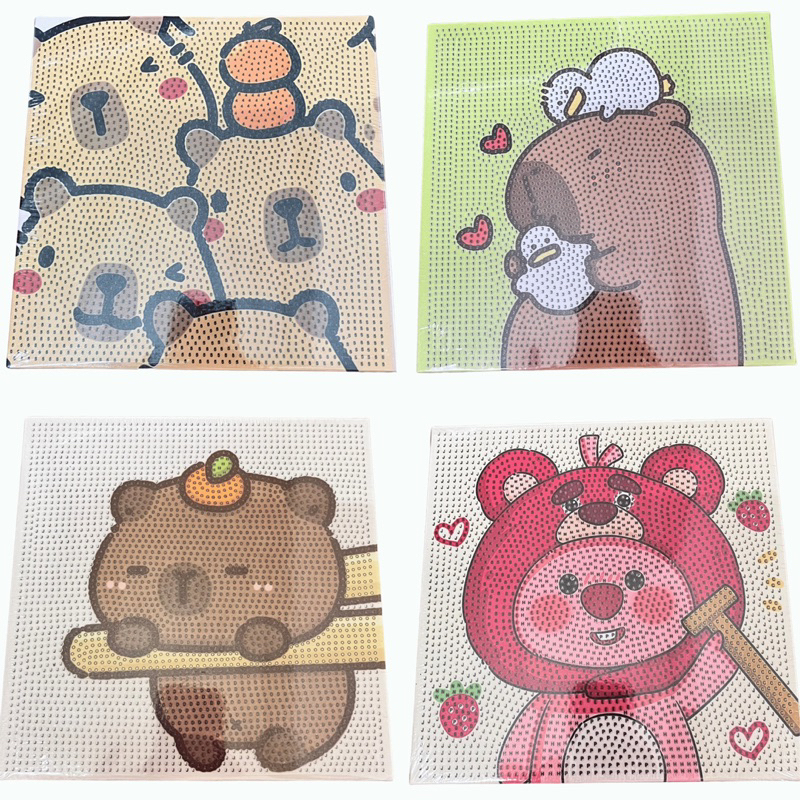 Tranh đính đá DIY căng sẵn khung Labubu, Kapibara tranh đính đá ...