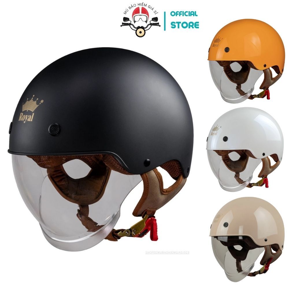 Mũ bảo hiểm 1/2 đầu Royal M239 kính âm full mặt, dành cho nam và nữ đi ...