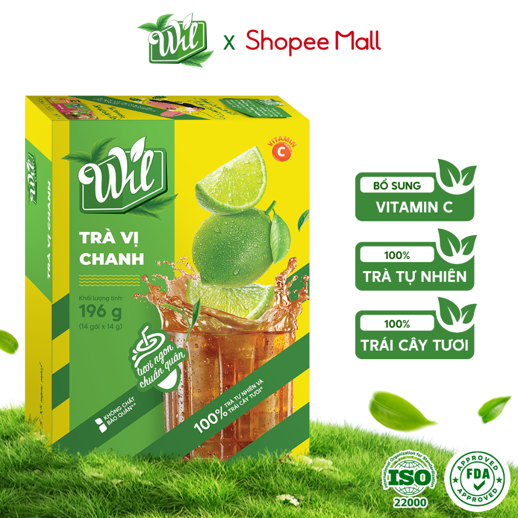 Trà chanh hoà tan Wil bột trà hoa quả trái cây tươi ngon hộp 12 gói ...