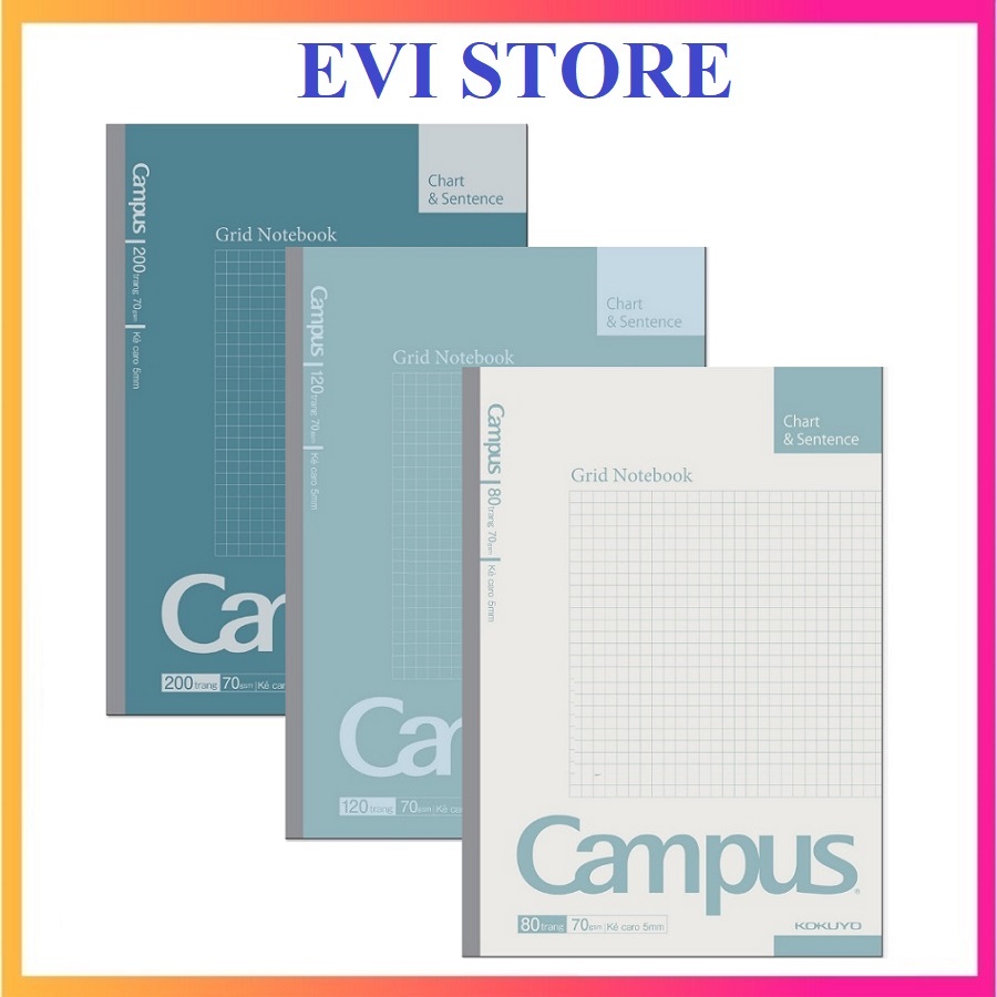 Vở caro 5x5mm gáy keo Basic Notebook Campus / Tập kẻ ngang học sinh ...