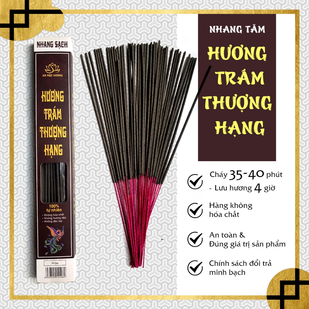 50 Que Nhang sạch Trầm Bắc, Hương Bài, Hương Trám, Trầm Hương Thượng ...