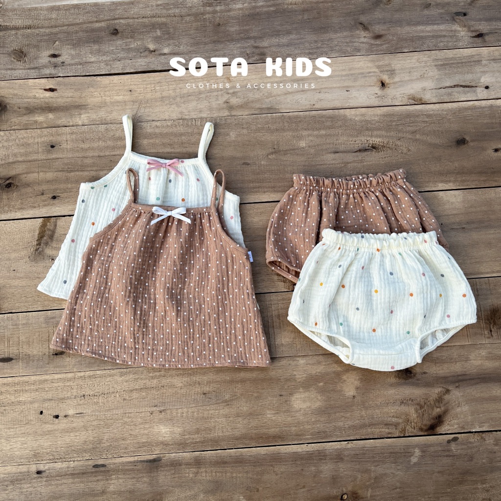 Set 2 dây quần bí xô muslin chấm bi cho bé gái 0-5 tuổi 🐯SOTA KIDS🐯 ...