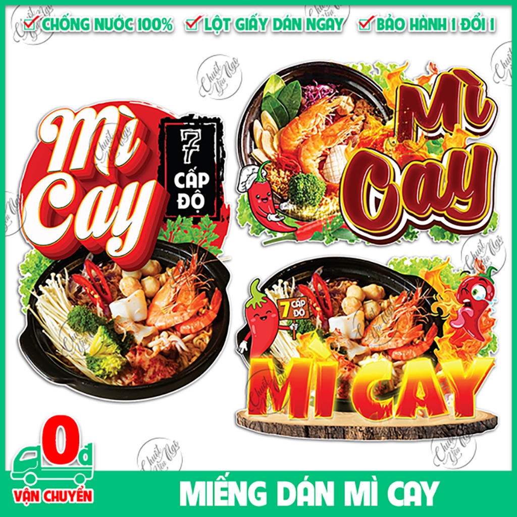 Miếng dán MÌ CAY sticker trang trí xe đẩy dán tường decal trang trí ...