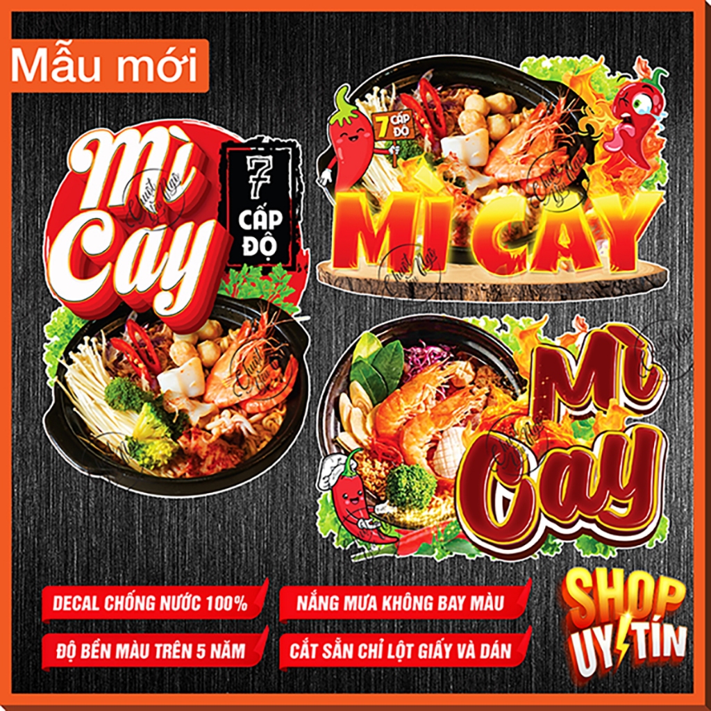 Decal dán MÌ CAY sticker decor xe đẩy dán tường miếng dán trang trí ...