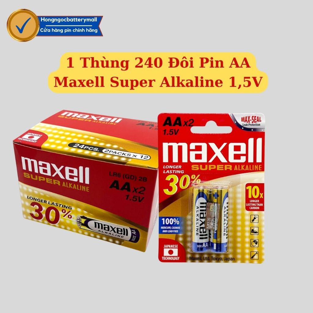 Thùng 240 Đôi Pin Maxell AA , AAA 1,5V SUPER Alkaline - Hàng chính Hãng ...