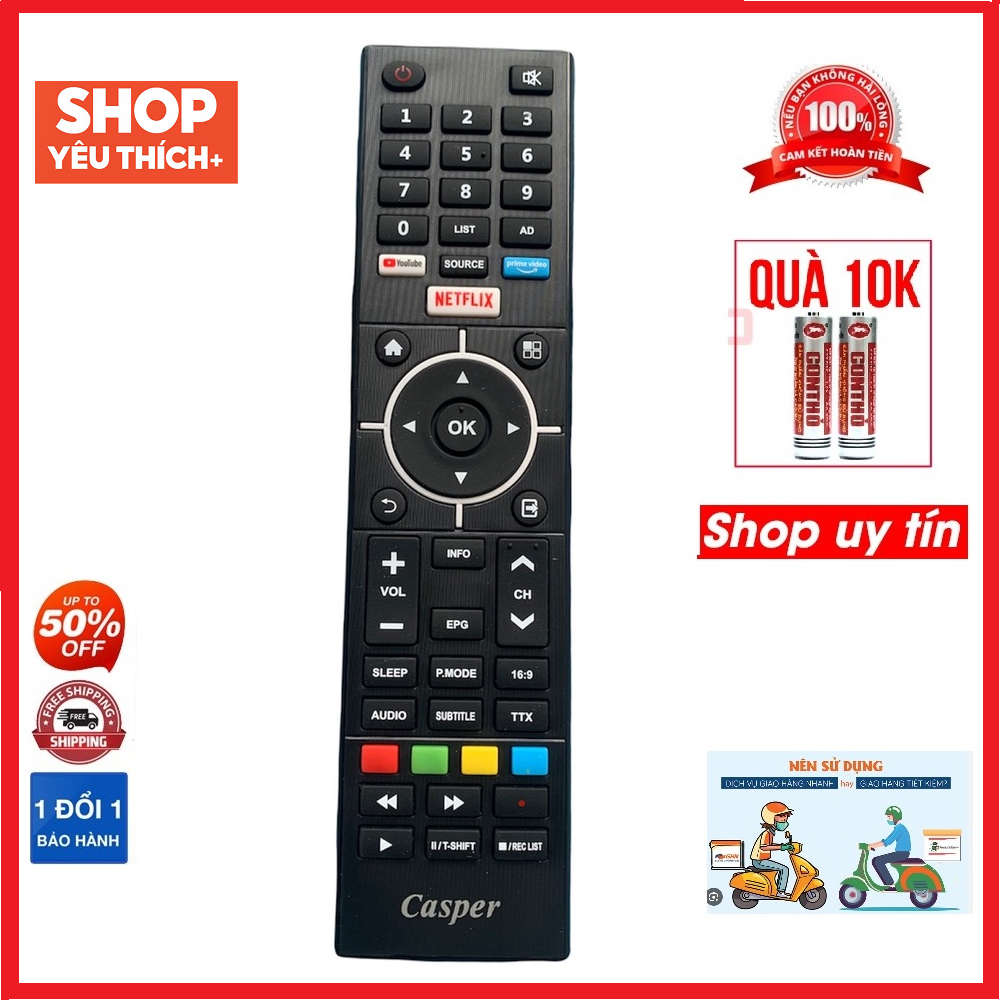 Điều khiển remote từ xa dùng cho tivi casper LCD/LED chính hãng-tặng ...