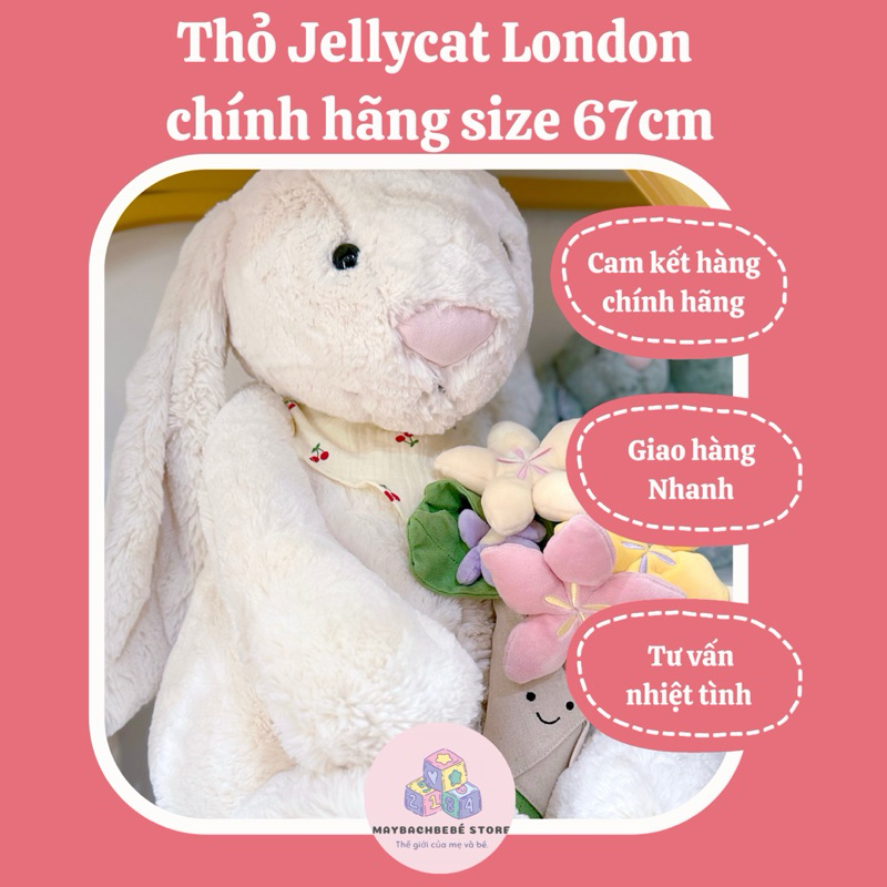 Gấu bông thỏ Jellycat chính hãng size 67cm kèm dust bag hãng Maybachbebé Store | Shopee Việt Nam