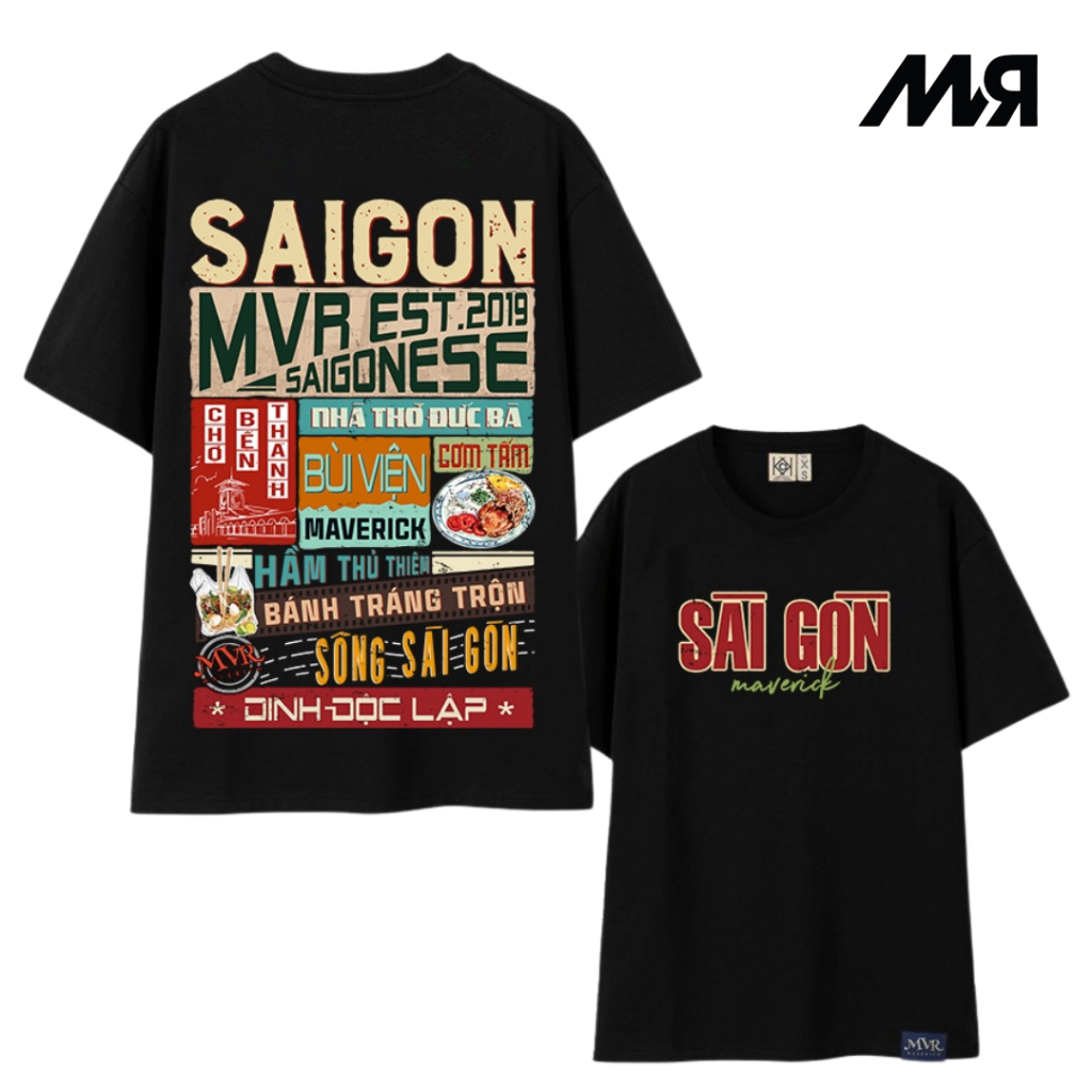 Áo thun unisex MVR hơn 63 tỉnh thành - SAIGONV3 - SG - Đen/ Trắng ...