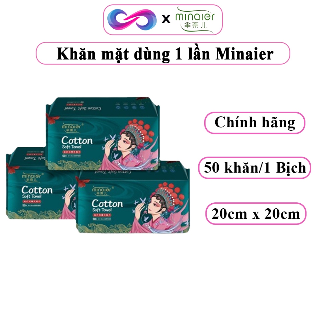 Khăn mặt dùng 1 lần, khăn khô đa năng dạng rút bịch 50 20x20 100% tự nhiên cao cấp Minaier tiện ...