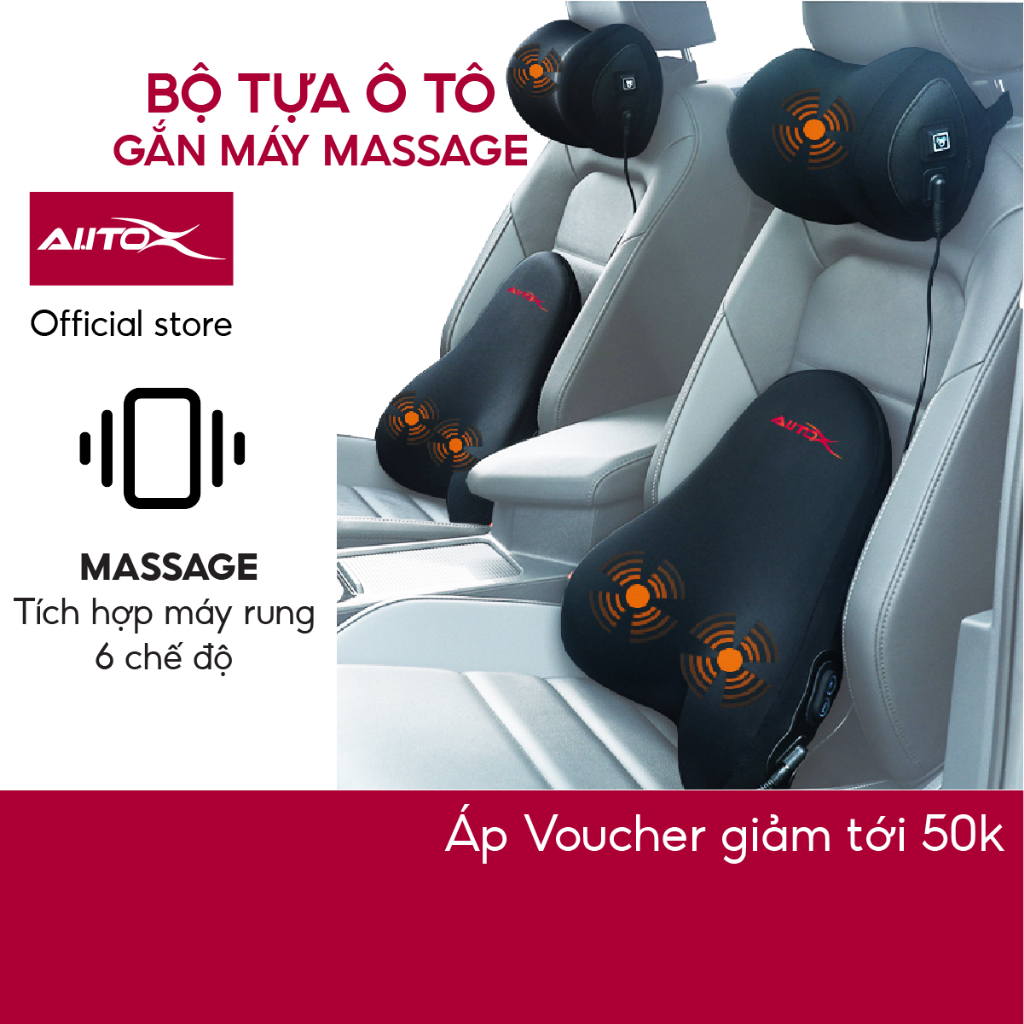 Gối đầu và tựa lưng ô tô massage AutoX máy rung 6 chế độ ruột cao su non êm mềm | Shopee Việt Nam