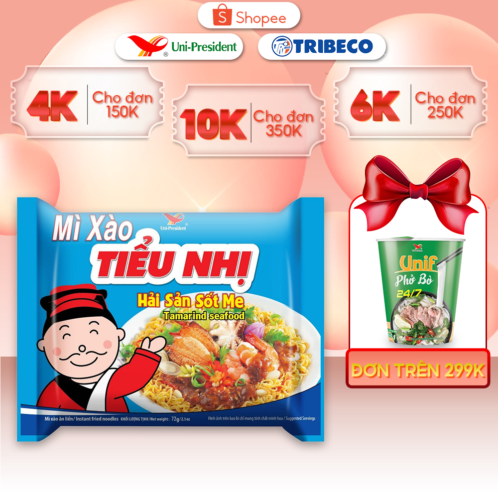Thùng 30 gói mì xào Tiểu Nhị Hải Sản Sốt Me hương vị dai ngon, đậm đà (72g/ gói) | Shopee Việt Nam