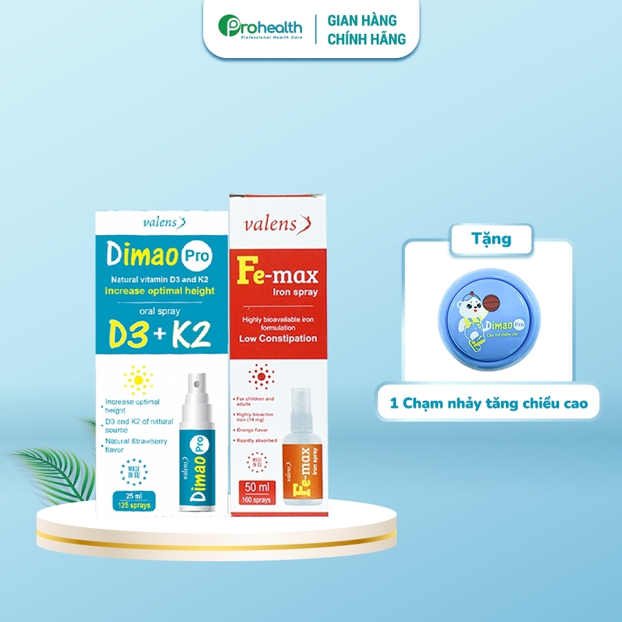 Combo Sắt Fe-Max Iron Spray và Dimao Pro Oral Spray D3 K2 Dạng Xịt [100 ...