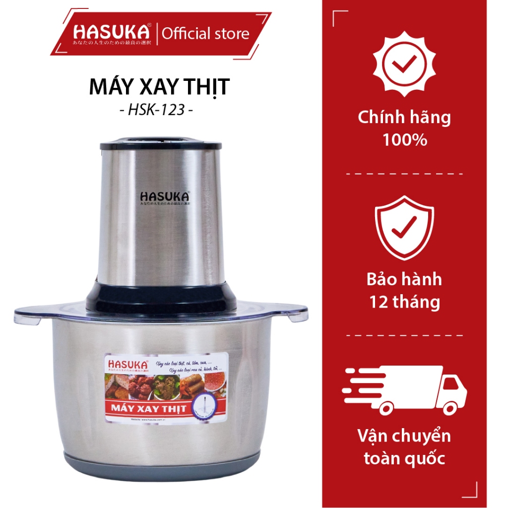 Máy xay thịt HASUKA HSK-123 cối dao inox cao cấp không gỉ, máy xay thực ...