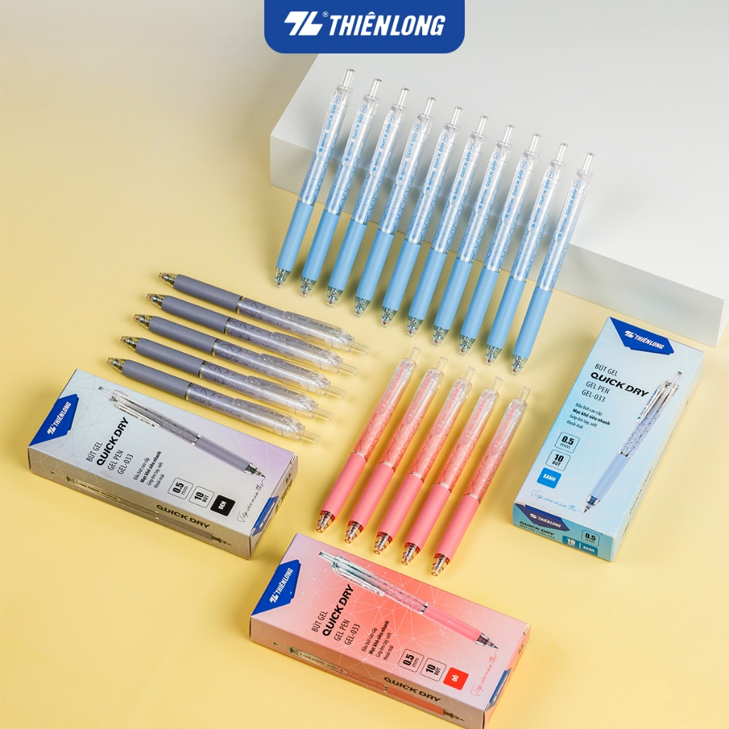 Combo 20 bút gel Thiên Long Gel-033 Quick Dry ngòi 0.5mm mực nhanh khô công nghệ đầu bút 2 viên ...