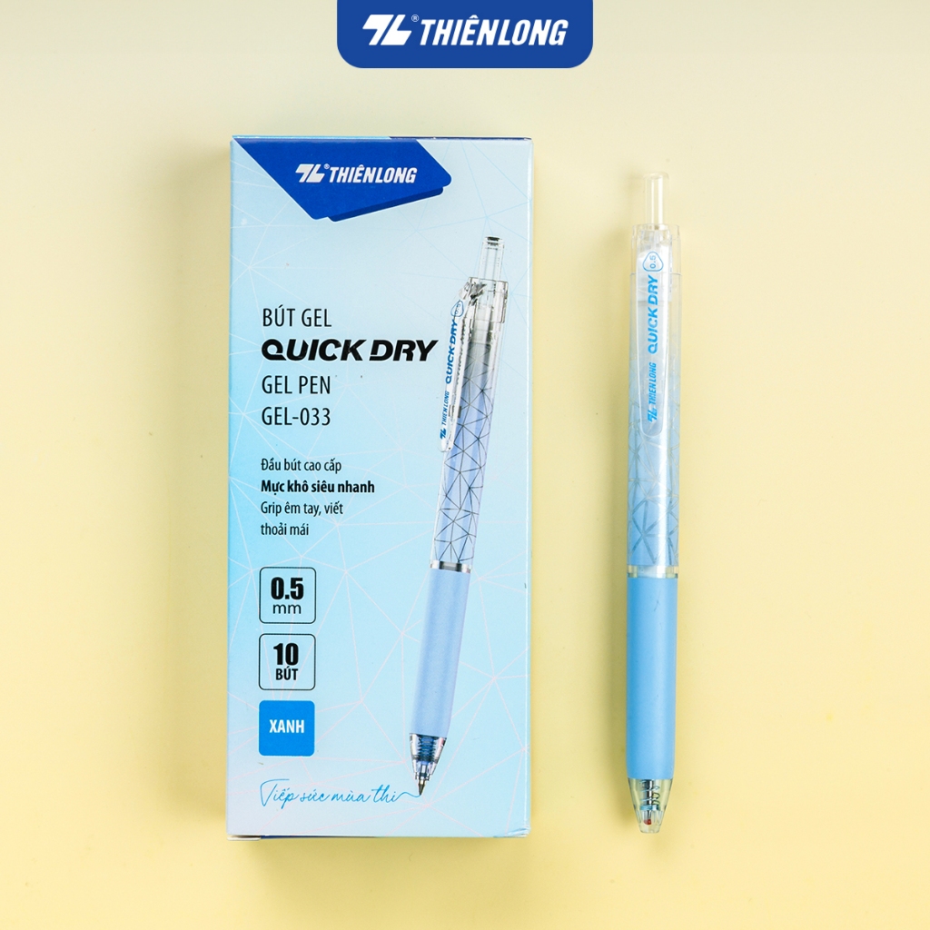 Combo 5/10/20 bút gel Thiên Long Gel-033 Quick Dry ngòi 0.5mm mực nhanh ...