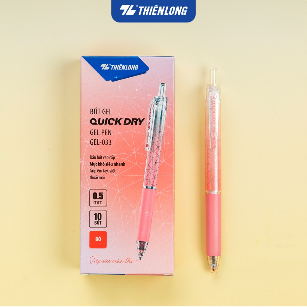 Combo 5/10/20 bút gel Thiên Long Gel-033 Quick Dry ngòi 0.5mm mực nhanh ...