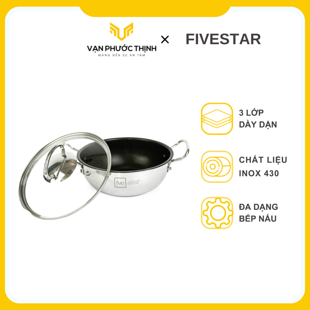 Nồi Kho Cá Chống Dính 3 Đáy FiveStar (18cm/20cm/22cm) Hàng Chính Hãng - Vạn Phước Thịnh | Shopee ...
