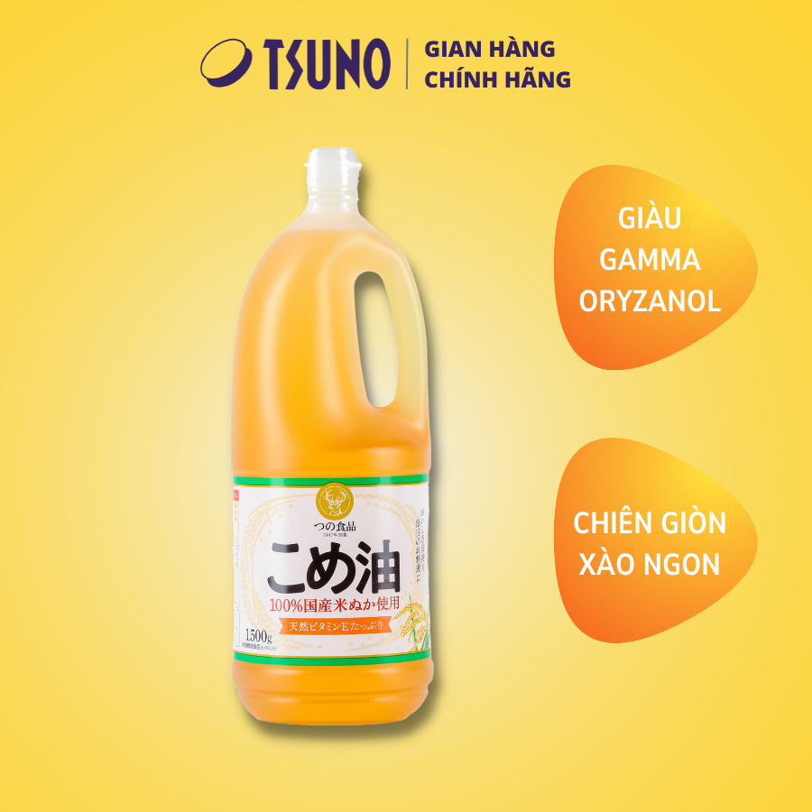 Dầu gạo Tsuno Nhật Bản 1500g (1.6L) 100% cám gạo lứt quốc sản, giàu dưỡng chất, chịu nhiệt cao ...