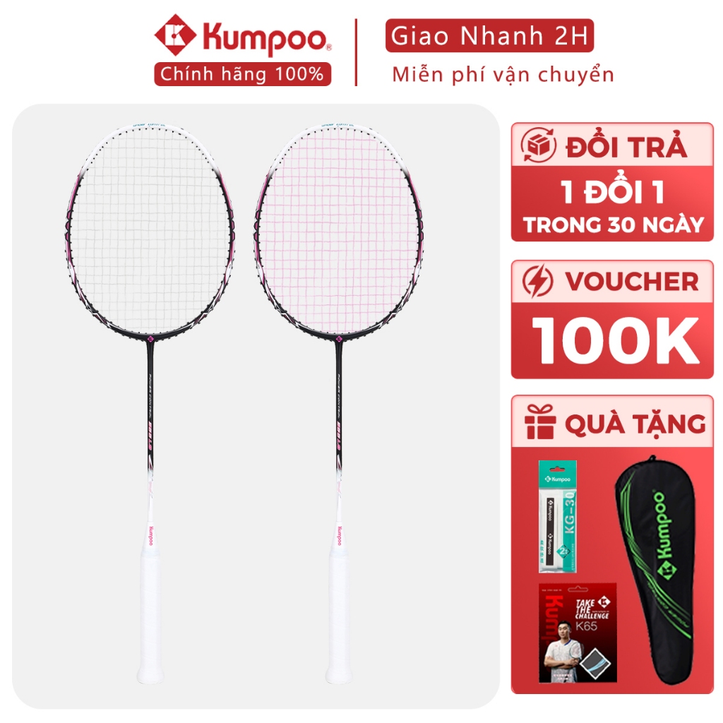 Kumpoo Power Control E55LS vợt cầu lông chính hãng carbon cao cấp bền căng sẵn 10.5kg tặng kèm ...