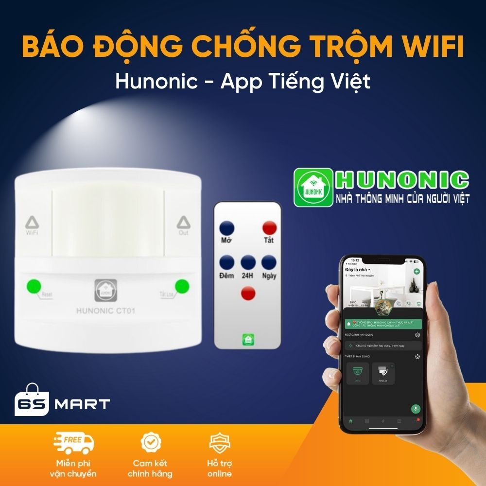 Thiết Bị Chống Trộm, Báo Khách WiFi Hunonic CT01 Phát Hiện Chuyển Động, Còi Hú Cảnh Báo Qua App ...