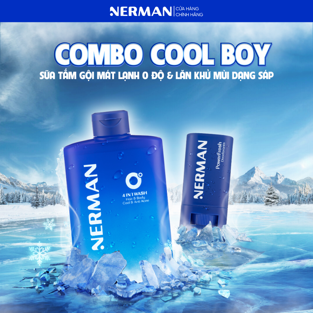 COMBO COOL BOY ICE BOY NERMAN - Sữa tắm gội 330ml & Lăn khử mùi 18g ...