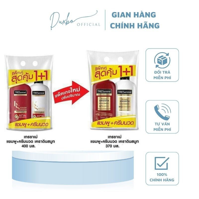 Dầu Gội Xả TRESemme Đỏ Thái Lan Mẫu Mới KERATIN SMOOTH 370ml Giúp Tóc Suôn Mượt - DUXBO | Shopee ...