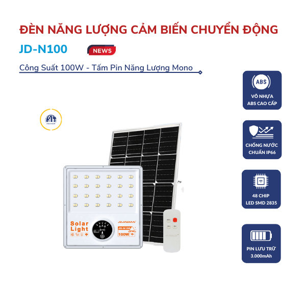 Đèn pha led cảm biến chuyển động NLMT JD-N100 Công suất 100w - Mẫu Mới ...