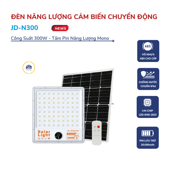 Jidian Đèn pha led cảm biến chuyển động chống trộm NLMT JD-N300, công suất 300w - Mẫu Mới 2025 ...