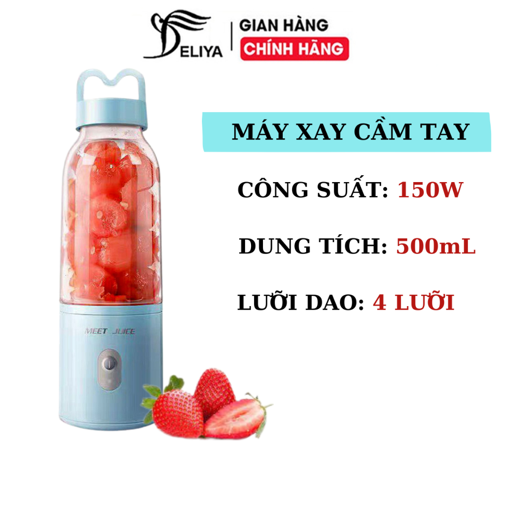 Máy xay sinh tố cầm tay Meet Juice 500ml mini, máy xay cầm tay đa năng ...