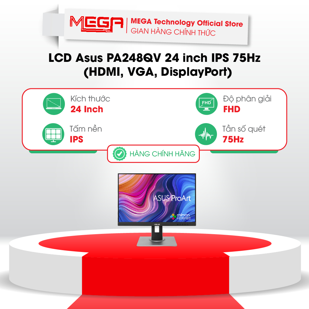 LCD Asus PA248QV 24 inch IPS 75Hz (có thể xoay 90 độ) (HDMI, VGA ...