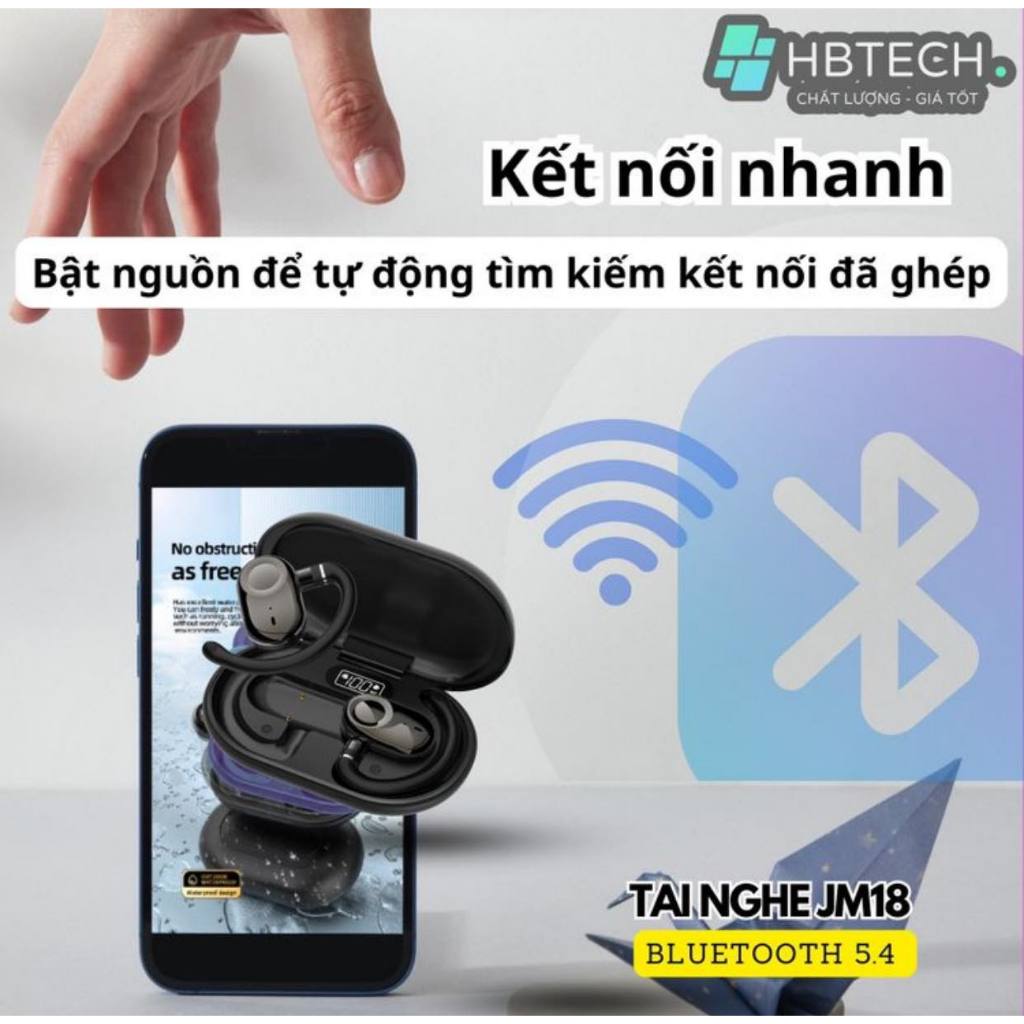 TAI NGHE THỂ THAO BLUETOOTH 5.4 JM18, TAI NGHE KHÔNG DÂY HIỆN ĐẠI ...