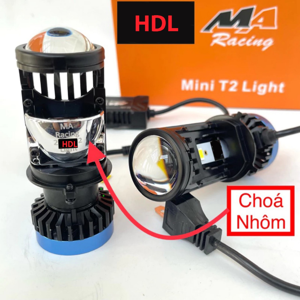 Đèn led bi cầu mini T2 light chân H4 12V-24V tăng sáng cho ôtô, xe máy ...