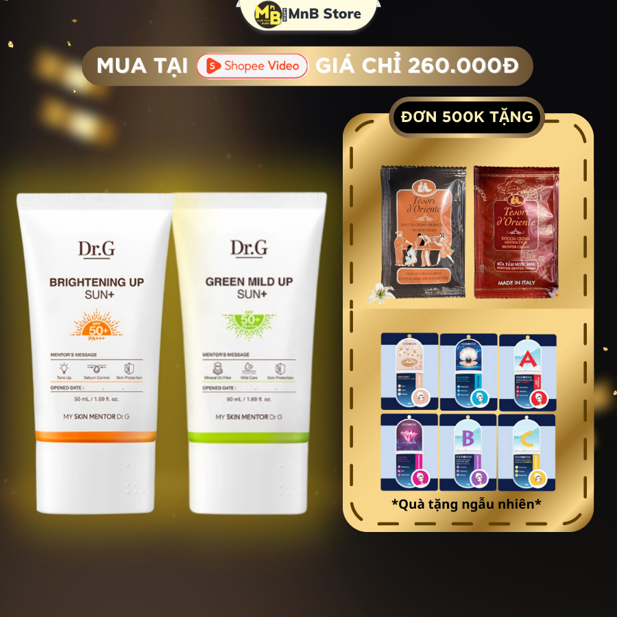 Kem Chống Nắng Dr.G Brightening Up Green Mild Up Sun + DRG Tone Up Cam Xanh Dr G 50ml | Shopee ...