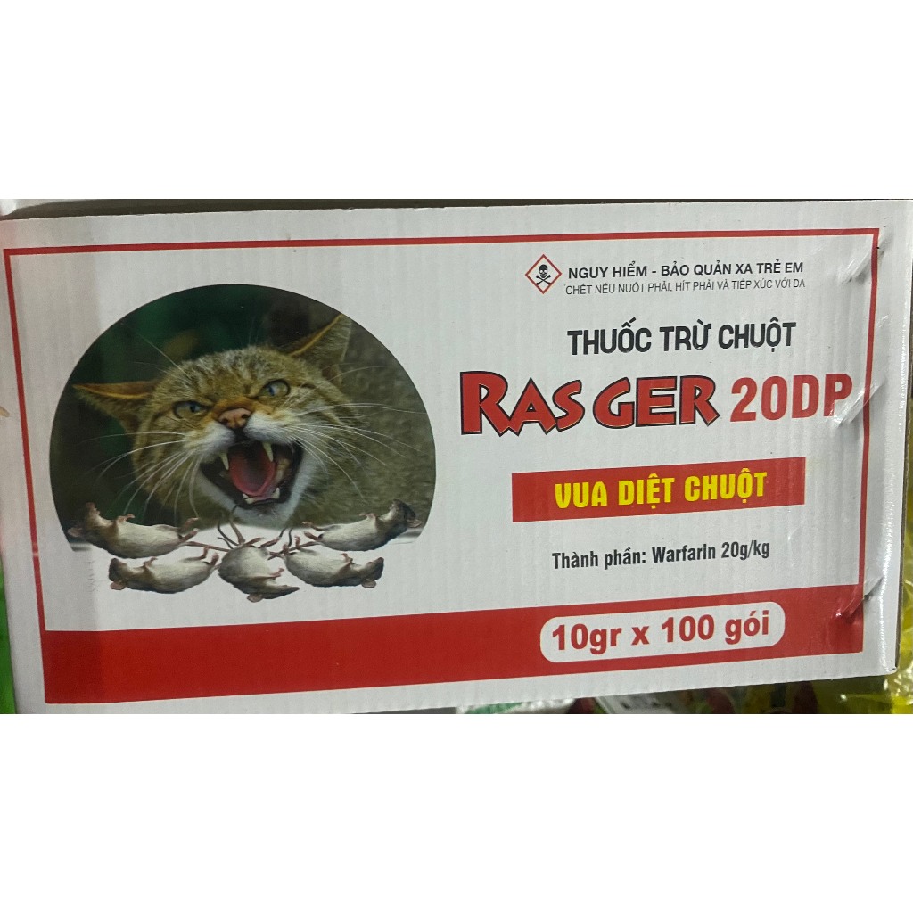 (Hộp 10 gói) Thuốc diệt chuột RASGER 20DP-diệt sạch chuột khắc tinh của ...