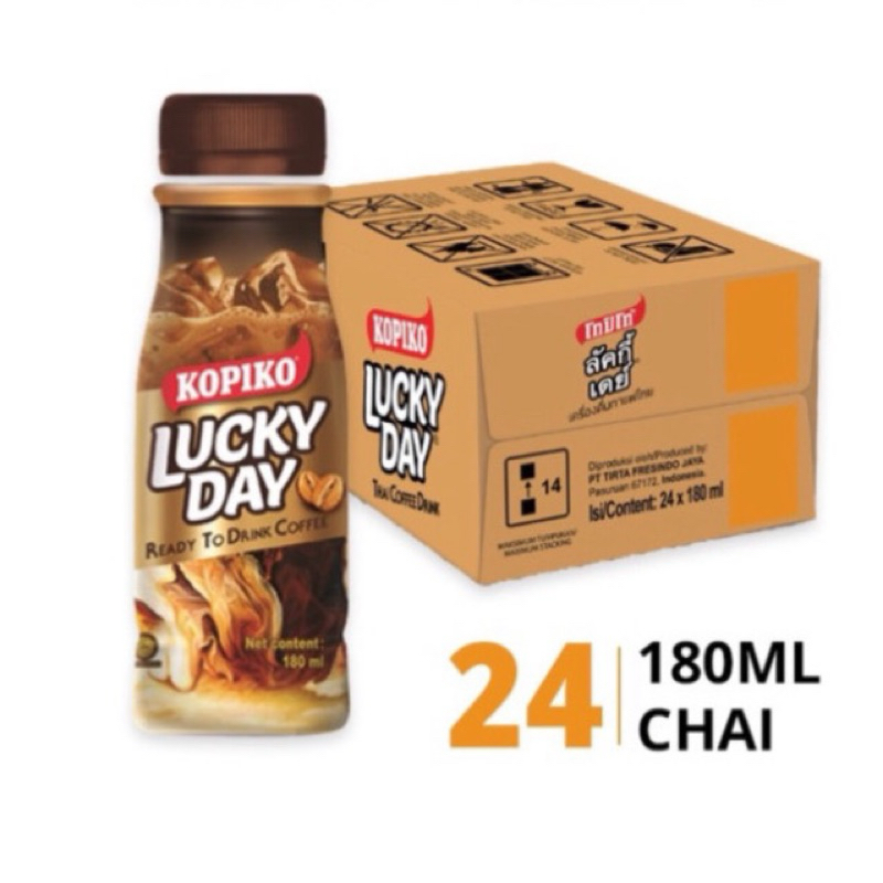 [Thùng 24 chai] Cafe sữa Kopiko Lucky Day Thái Lan 180ml | Shopee Việt Nam