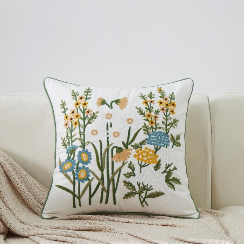 /SẴN/ Vỏ Gối thêu daisy dream - Gối thêu họa tiết trang trí, gối sofa ...