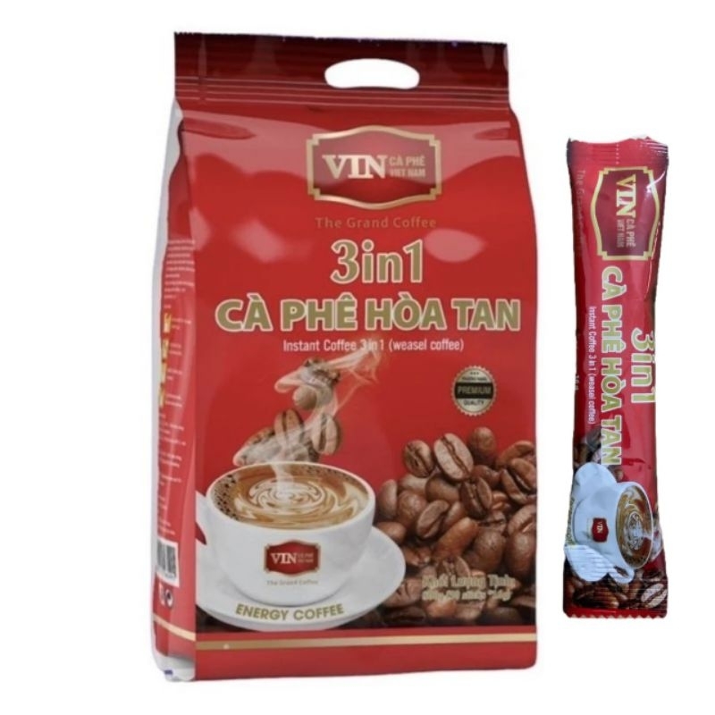 CÀ PHÊ HOÀ TAN 3in1 VIN - Bịch 50 gói ×16gr(date 2/2026) | Shopee Việt Nam