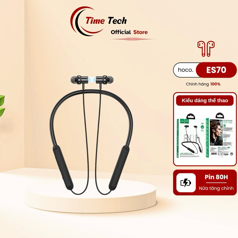 Tai nghe bluetooth HOCO ES70 - V5.3 kiểu dáng thể thao đeo cổ chính hãng, pin 80H nút đệm cao su ...
