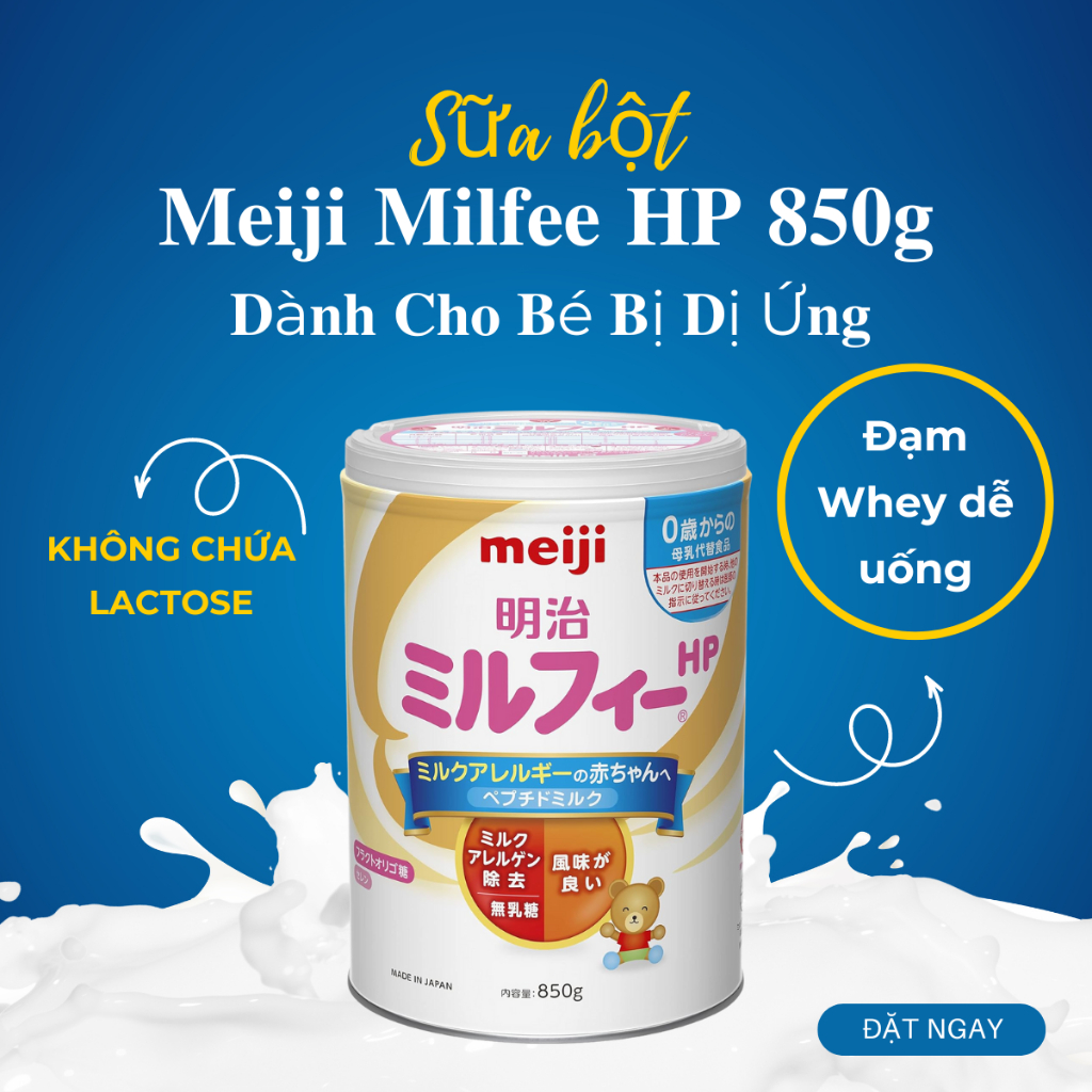 [Nội địa Nhật - Đặt trước] Sữa bột Meiji Milkfee HP 850g dành cho bé bị dị ứng đạm sữa bò ...