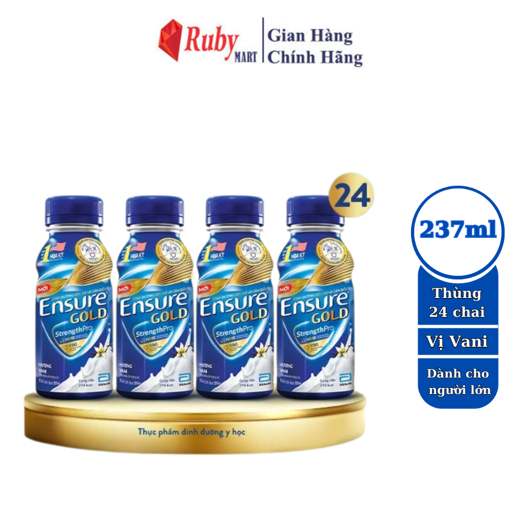 [Date T9/25]Thùng 24 chai Ensure Vigor/GOLD 237ml chai phiên bản mới ...