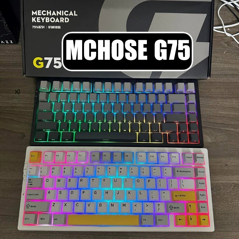 ( NEW )Bàn phím cơ không dây MCHOSE G75 / 3 mode/ mạch xuôi/ RGB/ FULL foam/ Gasketmount ...
