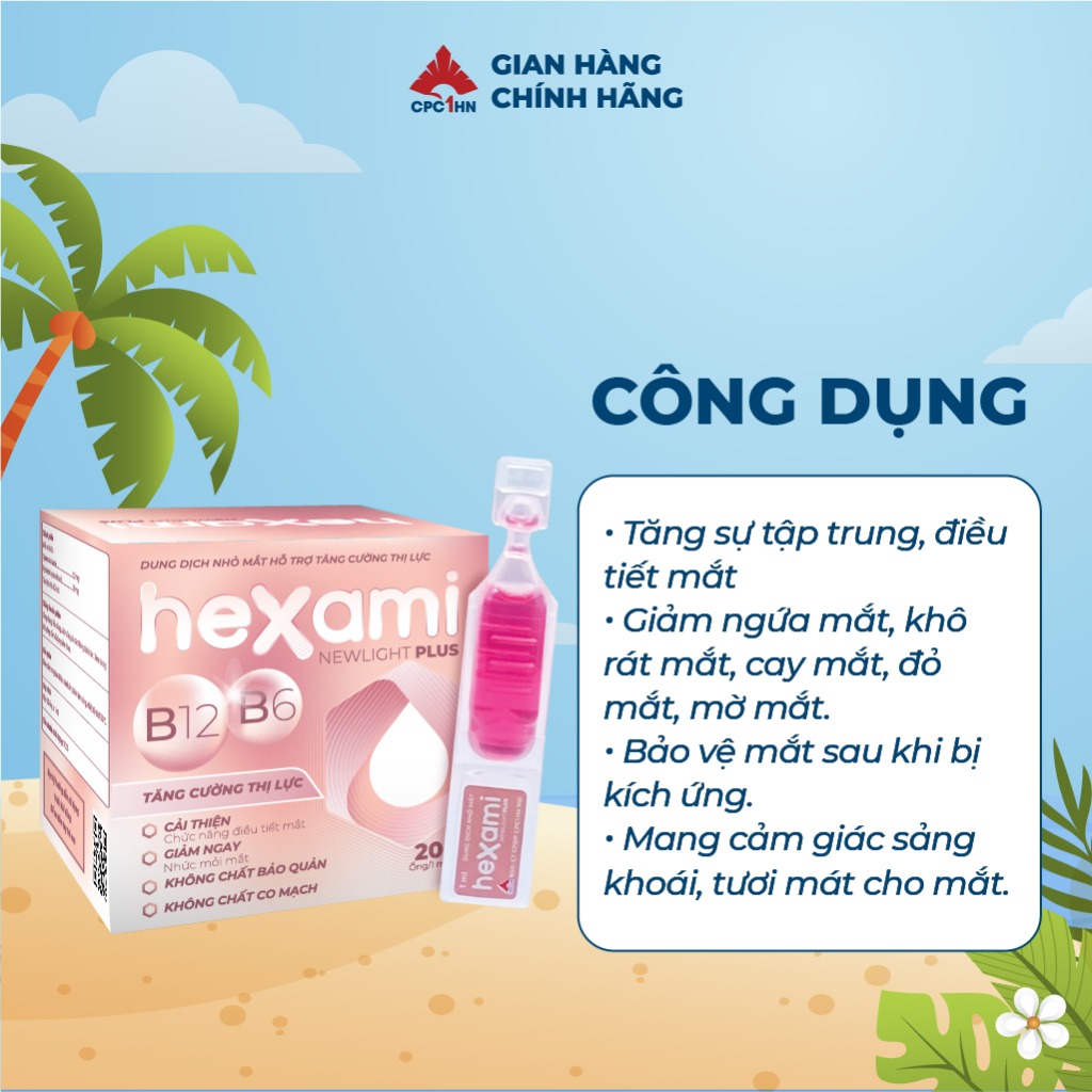 Dung dịch nhỏ mắt Hexami Newlight Plus giảm mỏi điều tiết mắt Hộp 20 Ống | Shopee Việt Nam