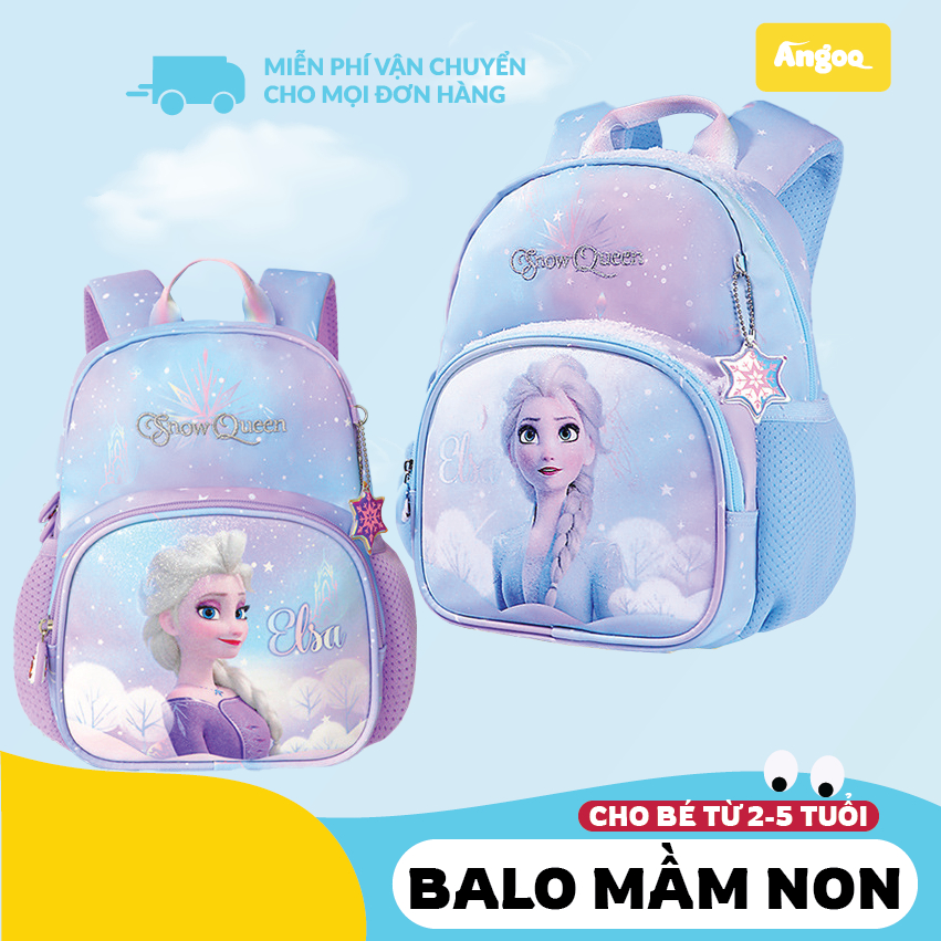 Balo cho bé gái ANGOO đi học mẫu giáo mầm non từ 2-5 tuổi hình in elsa ...
