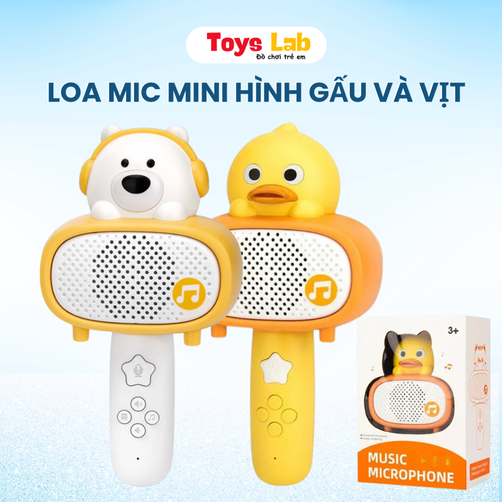 Loa mic mini hình con vịt, hình gấu kết nối bluetooth có thể tháo rời ...