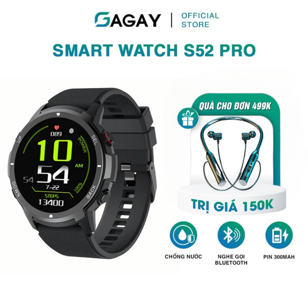 Đồng hồ nam Smart watch G-S52 Pro nghe gọi lướt web,đồng hồ thông minh đo nhịp tim, phân tích ...