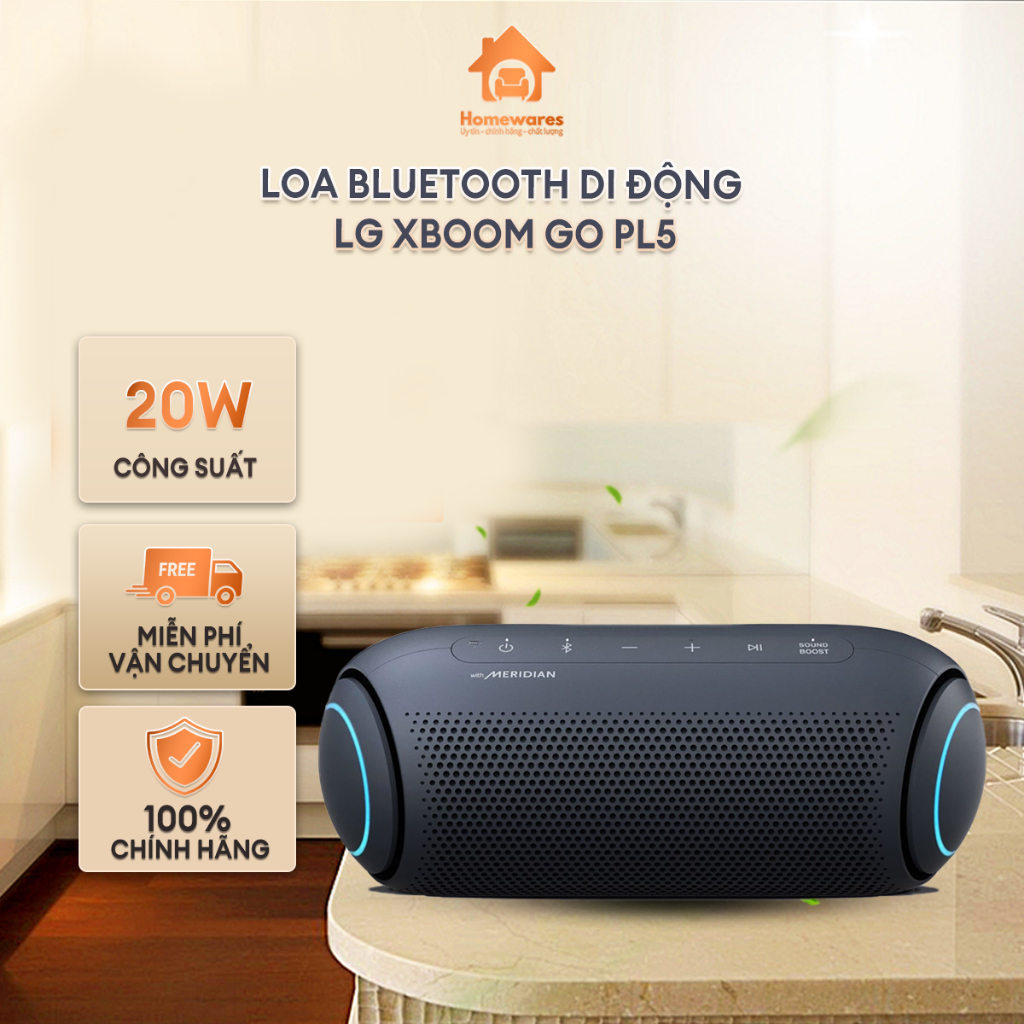 Loa Bluetooth LG Xboom Go PL5 Pin 18 tiếng Màu đen, Chế độ đèn nhiều ...