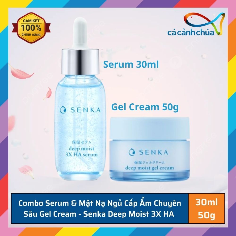 Combo Senka Deep Moist 3X HA Serum dưỡng ẩm chống lão hóa 30ml và Mặt nạ ngủ cấp ẩm chuyên sâu ...