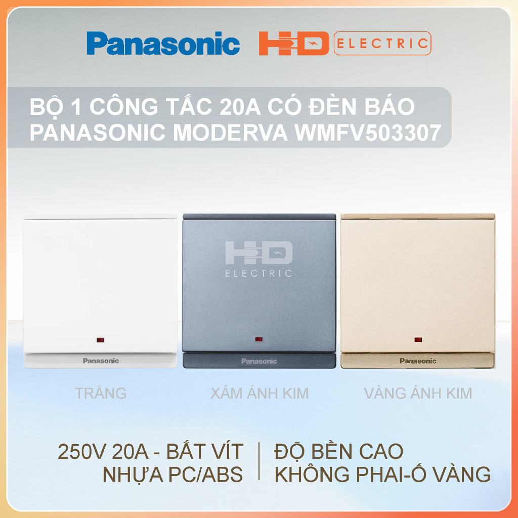 Bộ 1 công tắc 20A Panasonic Moderva WMFV503307 màu Trắng Xám Vàng Ánh ...